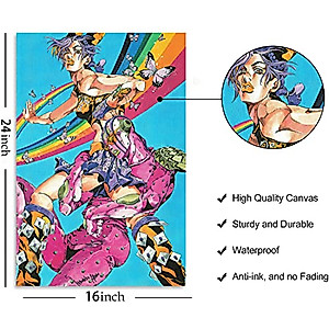 KGARB Jjba Poster JoJos Bizarre Adventure Poster Jolyne Cujoh Canvas Wall Art Print Picture for Office Room Decor Gift 16" x 24" Unframed