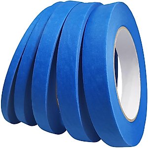DoAy Blue Painters Tape 1/4" 3/8" 1/2" 5/8" 3/4" x 60 Yard - Multi Size Pack - Multi Surface Use - 5 Rolls