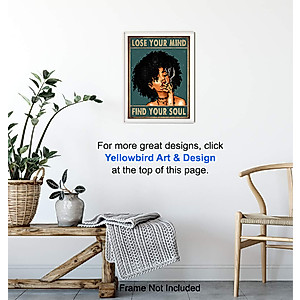 Lose Your Mind Find Your Soul Wall Art - Dope Posters - Black Woman, African American Women - African American Wall Decor - Stoner Pothead Gifts - Smoking Marijuana Decor - Ganja Weed Decorations