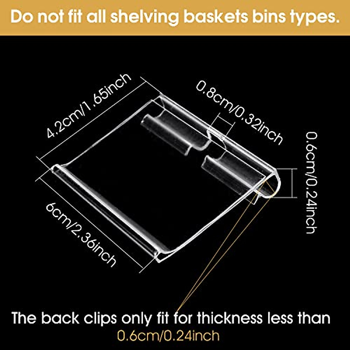 50pcs Labels for Storage Bins Plastic Label Clip, Basket Labels Clip On Wire Shelf Price Label Holder Merchandise Sign Display Holder, 50pcs Label Insert Included (2.36IN*1.57IN)