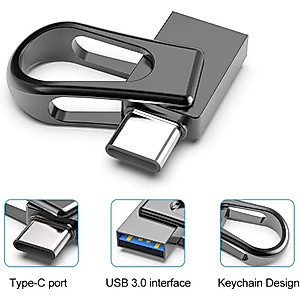 K&ZZ 128GB USB C Flash Drive USB 3.0 Thumb Drive Fold USB A & Type C Dual USB Flash Drives OTG Photo Stick High Speed for MacBook, Tablet, PC, Type C Smart Phones