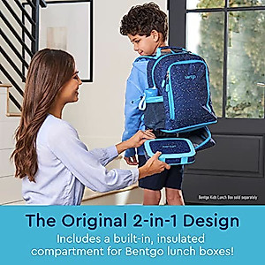 Bentgo® Kids 5-Compartment Lunch Box With Kids 2-in-1 Backpack & Insulated Lunch Bag (Confetti Edition - Abyss Blue)