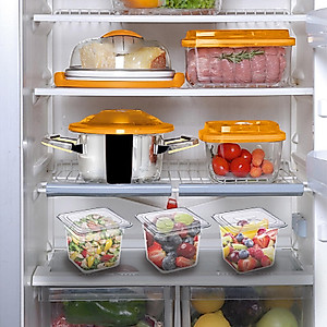 Hyuetrsa 8 Packs Plastic Food Pan with Lids Clear Food Storage Containers 1/6 Size 6 Inch Deep Restaurant Commercial Hotel Pans Stackable Polycarbonate Pan for Vegetables Fruits Beans Corns