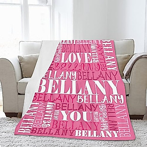 Personalized Name Blanket for Kids Boys Girls Children Custom Baby Blanket with Multiple Fonts for Bed Couch Room Soft Throw Blanket Gifts for Christmas Halloween Birthday Anniversary(Pink)