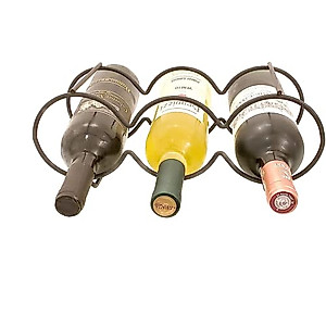 Steel Wine Holder Table Top Countertop Stackable Free Standing Vertical Holder Organizer Modern 5 Bottle (Black Matte)