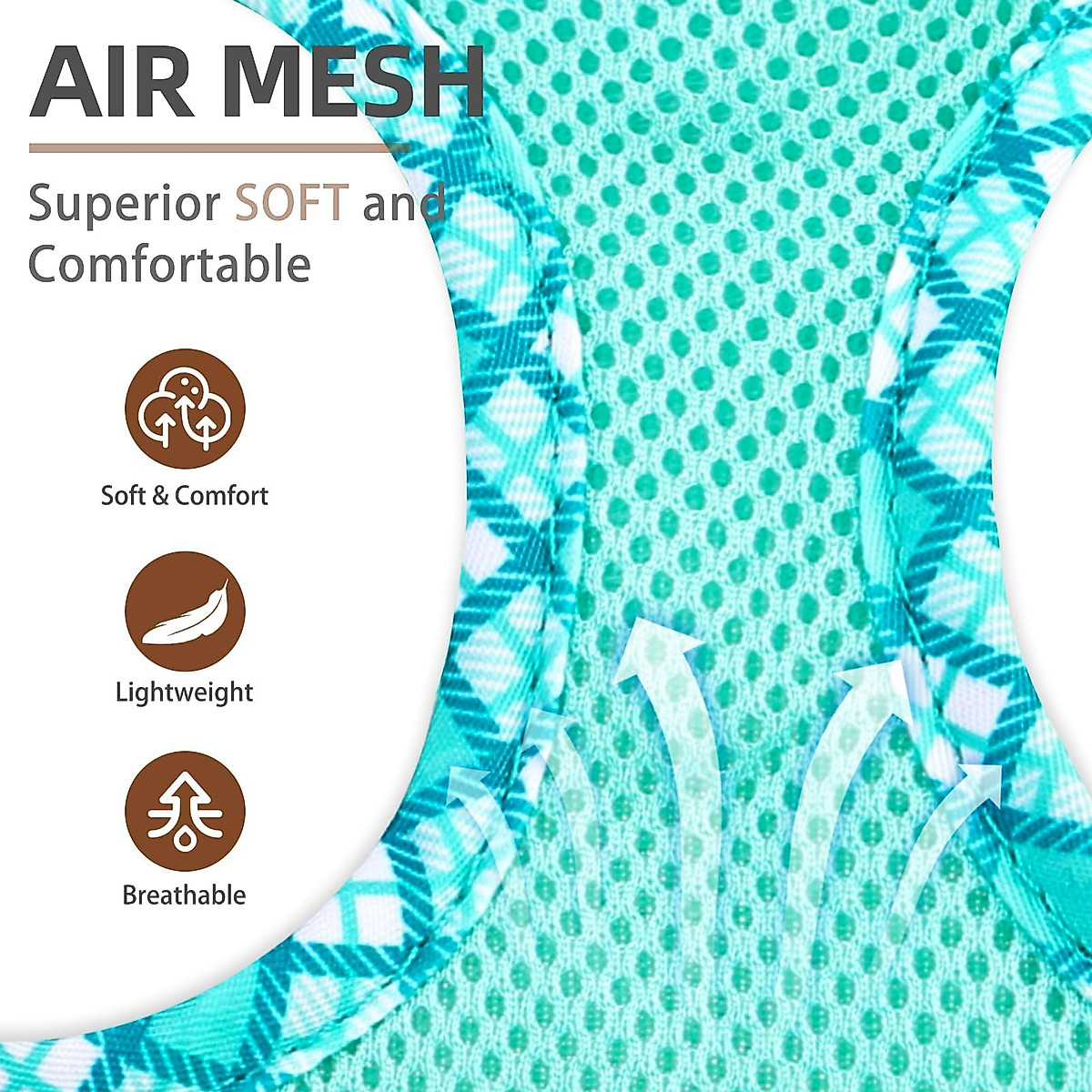 PUPTECK Dog Harness and Leash Set for Small Medium Dogs No Pull Step-in Soft Mesh Puppy Cat Vest Harnesses Reflective at Night, Green S