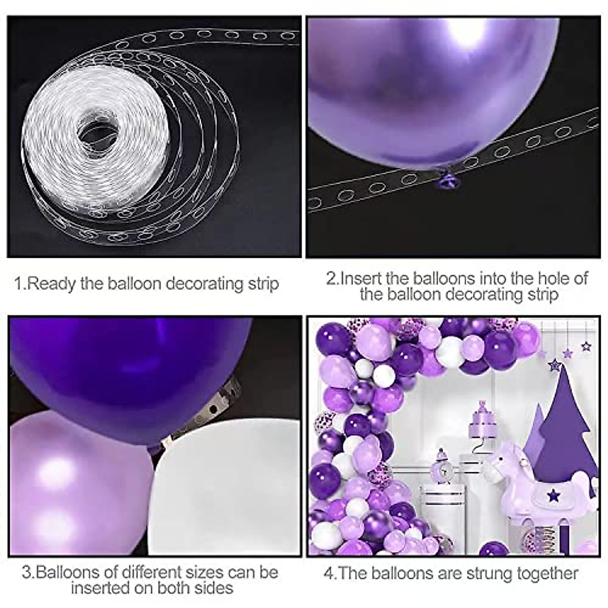Purple Balloons Garland Kit, 92pcs Lavender Balloons Eggplant Balloons Metallic Purple Balloons Arch Different Sizes 18'' 12'' 10'' 5'' for Women Girls Birthday, Purple Theme Party Decorations