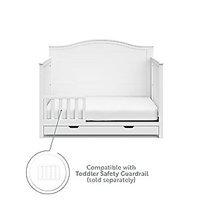Storkcraft Moss 5-in-1 Convertible Crib with Drawer (White) – GREENGUARD Gold Certified, Crib with Drawer Combo, Includes Full-Size Nursery Storage Drawer, Converts to Toddler Bed and Full-Size Bed