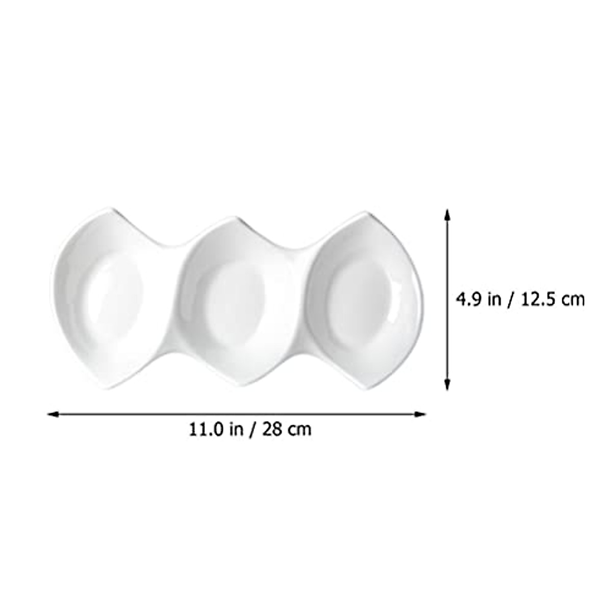 YARNOW 3 Compartment Plates 11 Inches Ceramic Serving Platter 3 Compartment Appetizer Serving Tray White Sauce Plate for Home Use Divided Serving Tray