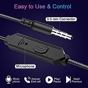 Earbuds Earphones with Microphone,5pack Ear Buds Wired in-Ear Headphones with 30pack Replacement Noise Islating Earplugs,Fits 3.5mm Interface for iPad,iPod,Mp3 Players,Android and iOS Smartphones