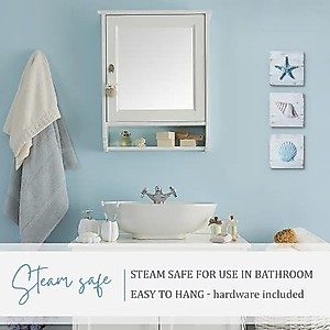 TideAndTales 3D Seashell Art - Set of 3, 6”x6” Beach Wall Decor for Bathroom, Hand-Painted Rustic Shells and Starfish, Ocean Theme Coastal Decorations for Home or Beach House