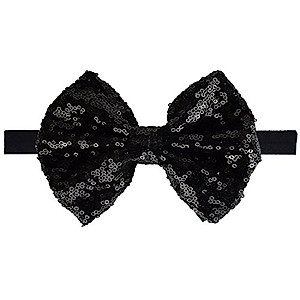 CÉLLOT 15pcs Baby Girl Headbands Sparkly Glitter Sequins 4" Big Hair Bows Ribbon Soft Stretchy Hair Bands for Infant Newborn and Toddlers