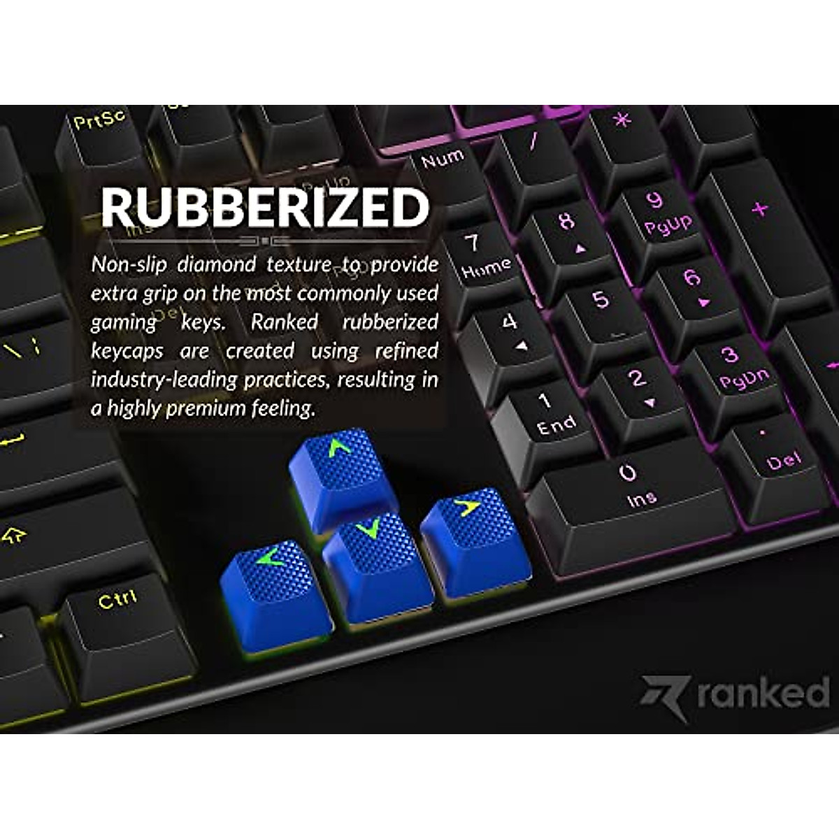 Ranked Rubber Keycap Set | Double Shot Translucent | OEM Profile for Mechanical Gaming Keyboard (Dark Blue, 23 Keys)
