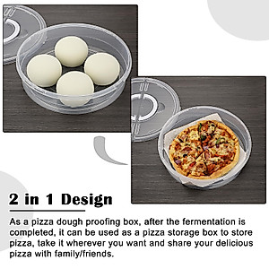 BSTKEY 12 inch Round Pizza Keeper, Food Storage Container with Lid and Handle, Pizza Dough Tray Fits 2-4 Dough Balls, Clear Plastic Food Storage Carrier for Cheese Cake Cupcakes Pies Pastries Fruit
