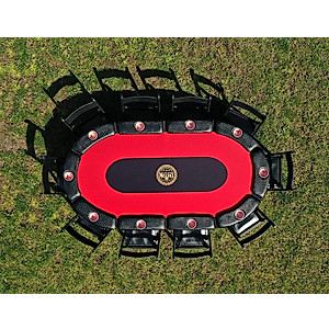 Triton Premium Poker Table for 10 Players with 10 Chairs and Additional Mat - Foldable and Long-Lasting Poker Table and Chairs, Luxurious Vegas Style Casino Experience at Home