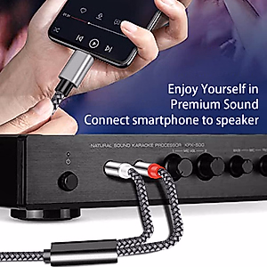 Lighting to Dual 6.35mm 1/4" TS Mono Stereo Y-Cable Splitter Lightnoing to Dual 1/4 inch Audio Cable Compatible for i-Phone14/13/12/11/X/8/7/iPad,Amplifier, Speaker, Headphone, Mixing Console 6.6FT