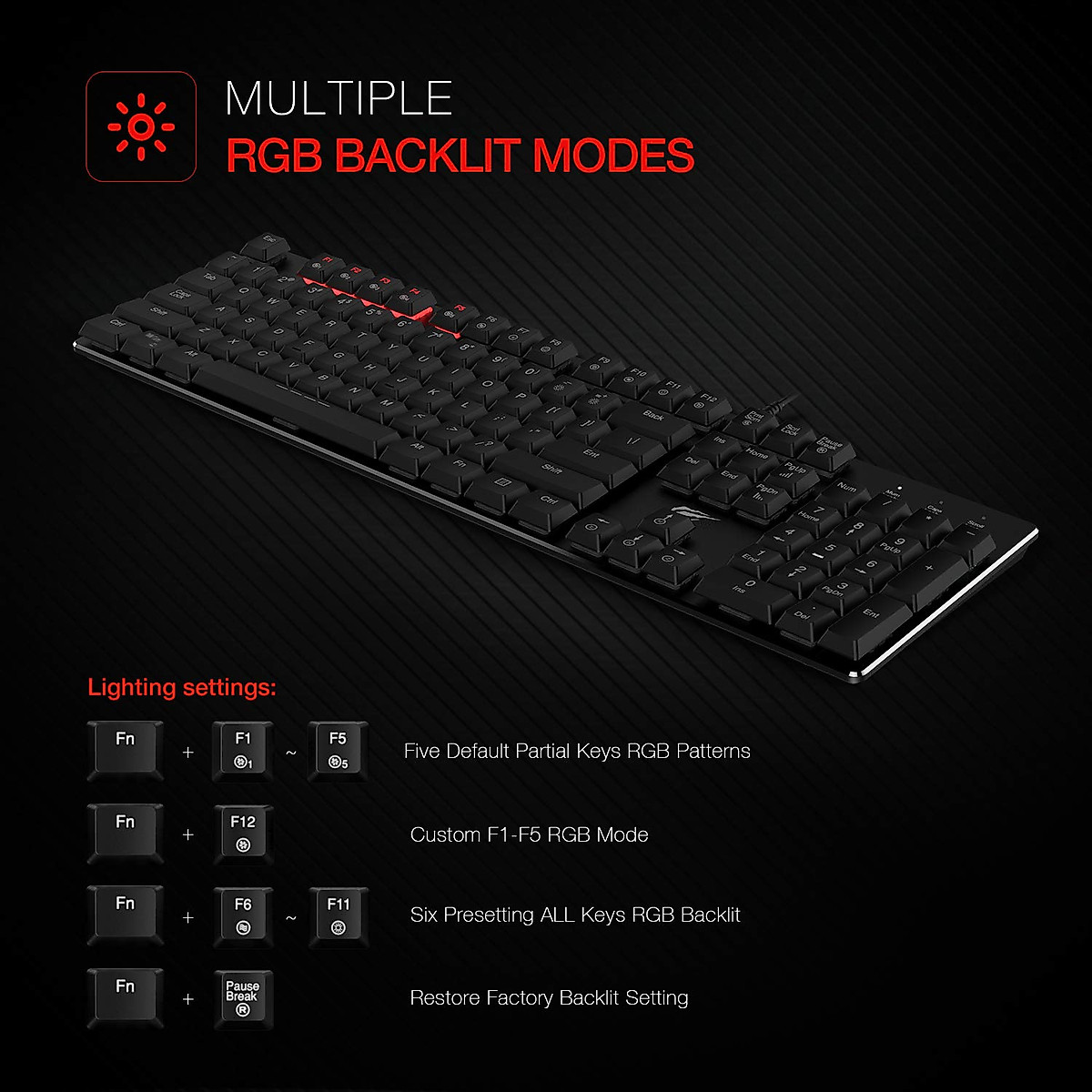 havit Mechanical Keyboard RGB Backlit Wired Gaming Keyboard Extra-Thin & Light, Kailh Latest Low Profile Blue Switches, 104 Keys N-Key Rollover HV-KB395L (Black)
