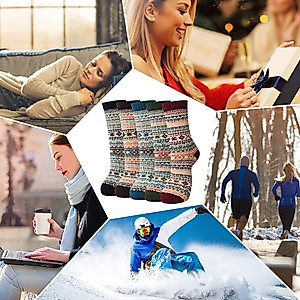 FYC Winter Womens Socks Wool Warm Thick Knit Cozy Crew Casual Vintage Soft Socks for Women Christmas Gifts Socks 5 Pairs