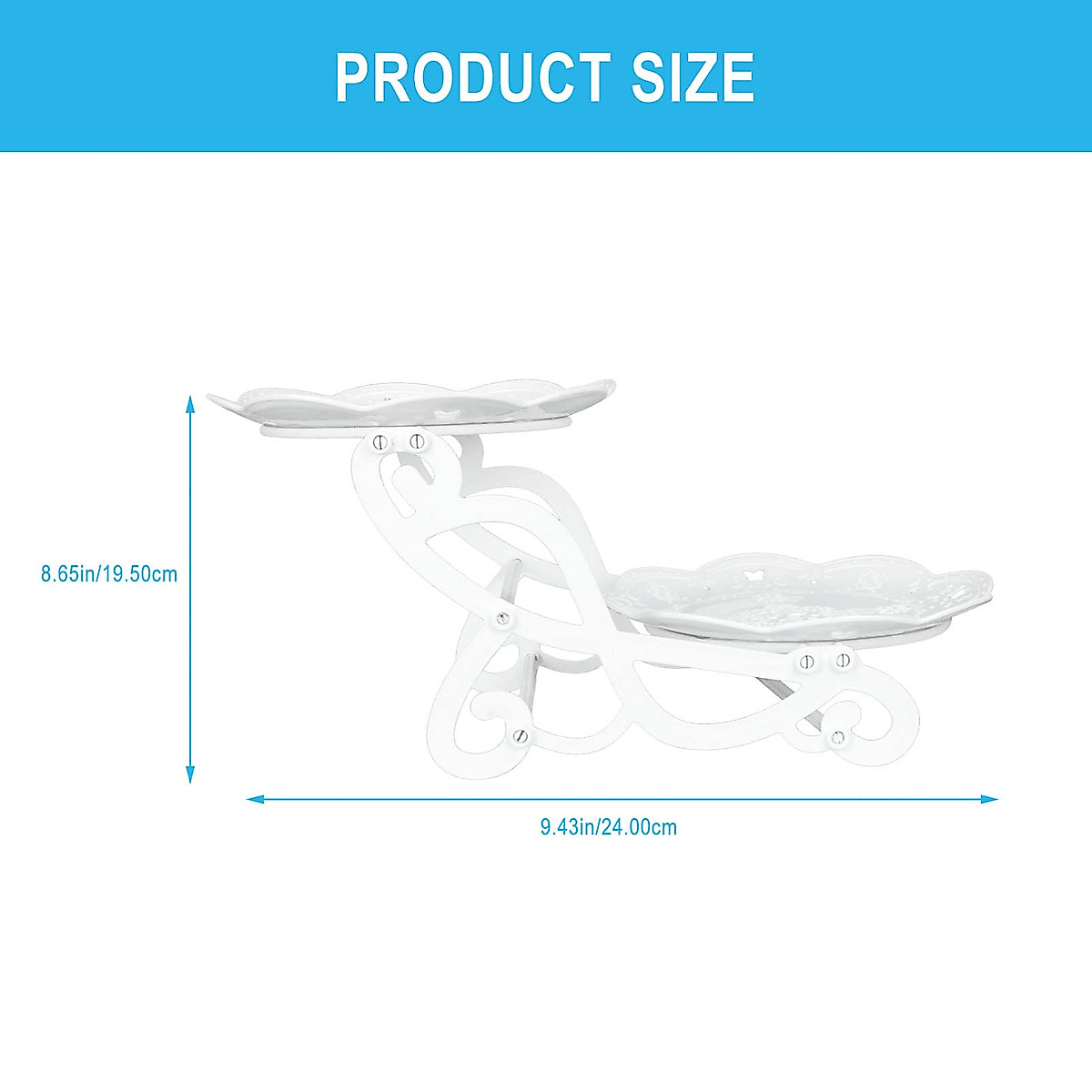 generic 2 Sets of 2- Tier White Dessert Cake Stand Pastry Stand Bicycle Cupcake Stand Cookie Tray Candy Fruit Plate and Trays for Wedding Home Birthday Party