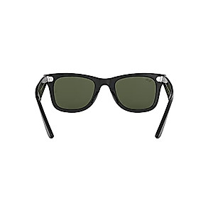 Ray-Ban RB2140F Original Wayfarer Low Bridge Fit Square Sunglasses, Black/G-15 Green, 52 mm