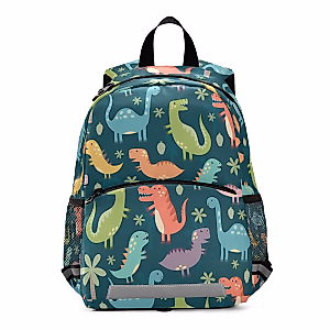 ALAZA Cute Dinosaur Toddler Backpack for Boys Girls,Colorful Dinosaur Kid's Backpack,Kindergarten Children Bag Preschool Nursery Travel Bag Daycare Bag with Safety Leash