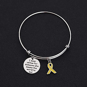 POTIY Yellow Awareness Ribbon Bracelet Bone Cancer Awareness Jewelry Gift Inspirational Bracelet for Endometriosis Bladder Cancer (Yellow Bracelet)