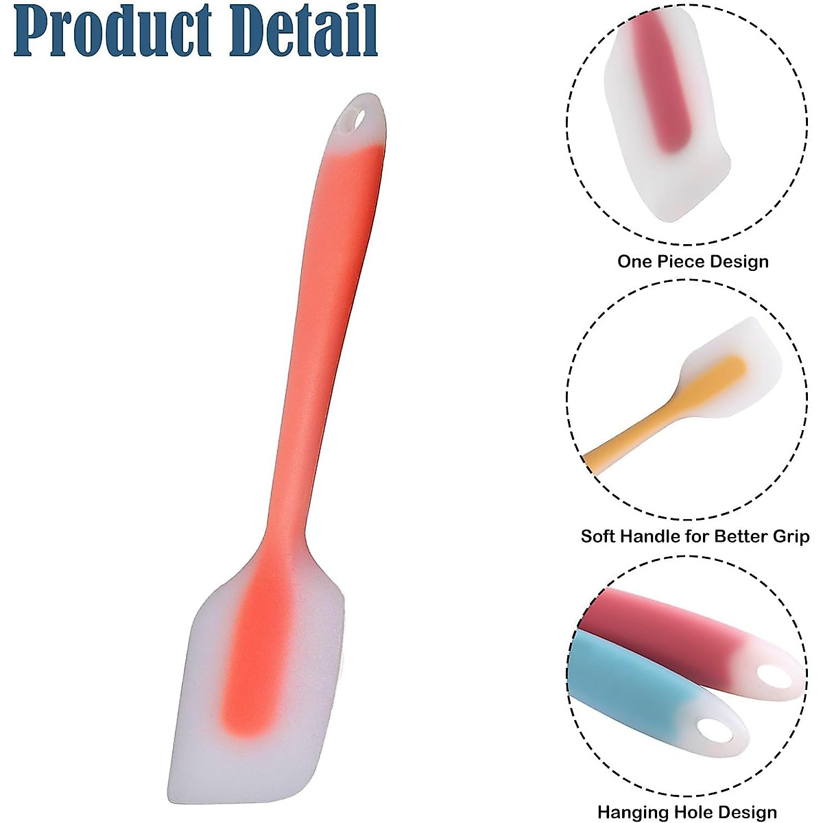 Silicone Spatulas Heat Resistant Flexible Spatula 450F with Stainless Steel Core - FDA Grade Premium Kitchen Utensils with Good Grip 27 cm Random Color (Pack of 2)