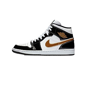 Jordan Mens Air 1 Mid SE 852542 007 Black Gold Patent Leather - Size 10.5