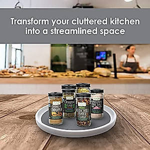 3 Pack Lazy Susan Organizer Turntable (10 inches) - Rotating Spice Rack for Kitchen Cabinet Pantry Fridge Bathroom Vanity Countertop & Under Sink Organization - Non-Skid Round Spinning Spice Storage