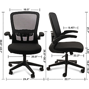 KLASIKA Desk Chairs with Wheels, Ergonomic Mesh Office Chair Adjustable Height and Swivel Lumbar Support Home Office Chair with Flip Up Armrests (8PK)