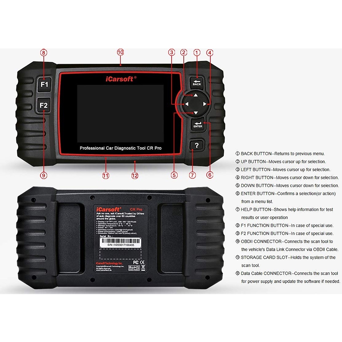 iCarsoft CR Pro Diagnostic Scan Tool