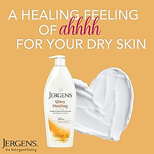 Jergens Ultra Healing Dry Skin Lotion, Hand and Body Moisturizer for Quick Absorption into Extra Dry Skin with Hydralucence Blend, Vitamins C, E and B5, White, 21 oz, Pack of 3