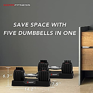 Keppi Adjustable Dumbbells Set,25lb Pair Dumbbells with Anti-Slip Metal Handle for Exercise & Fitness Fast Adjust Weight for Full Body Workout Fitness