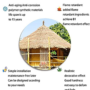 Pealihuy Palm Thatch Tiki Hut Bar Garden Boat Blinds Grass Thatch Roof Decoration Tiki Hut Grass Roof Umbrella Cover Mini Bar Roof and Patio Sunshade,5 PCS
