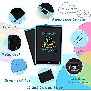 NOBES Drawing Pad for Kids Toys Age 3+, Colourful LCD Writing Tablet for Kids, 12-inch Drawing Tablet with Lock Key, Christmas Birthday Gifts
