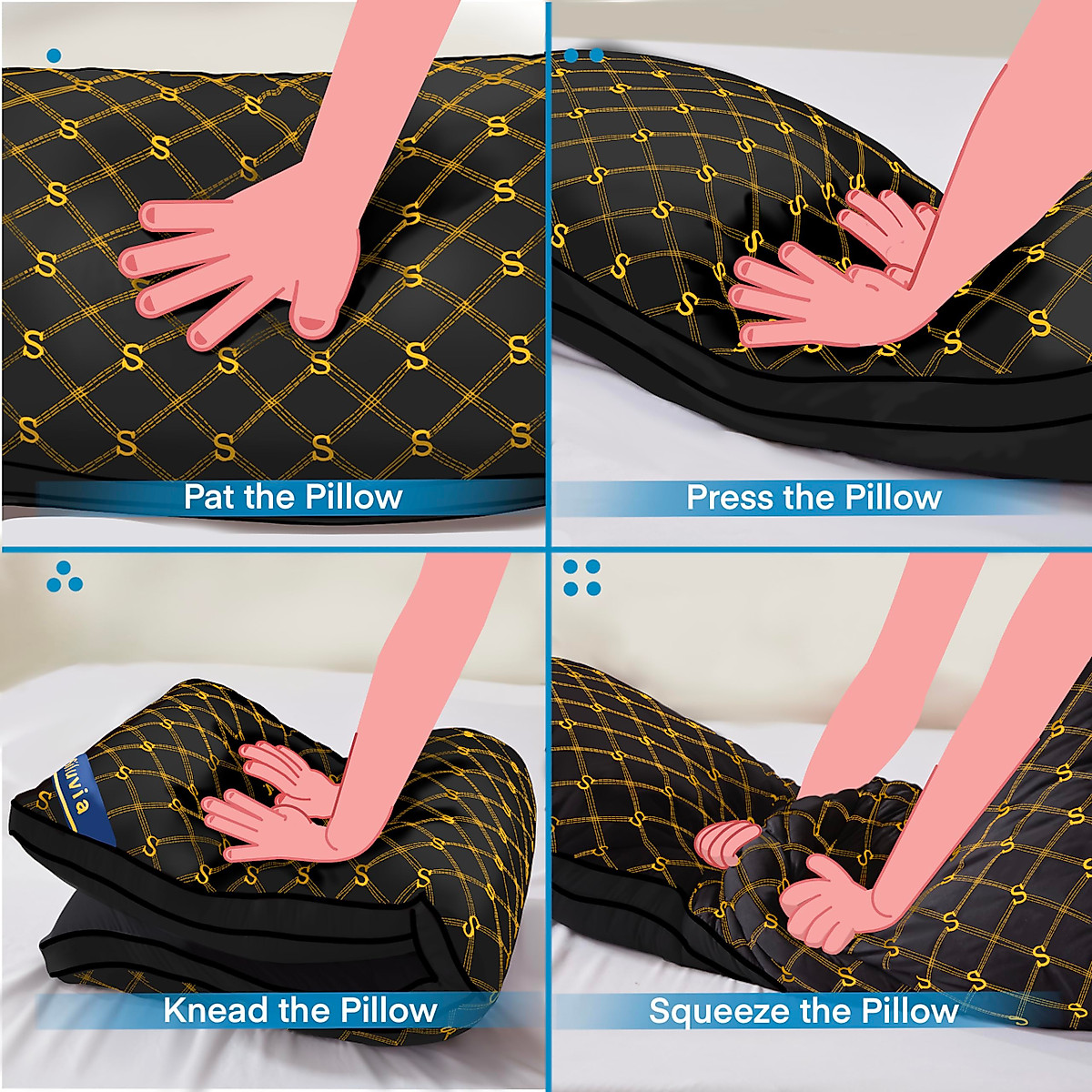 Siluvia Body Pillow for Adults-Premium Adjustable Loft Quilted Body Pillows - Hypoallergenic Fluffy Pillow - Quality Plush Pillow - Down Alternative Pillow (Gray-LightGray, 21”x54“)