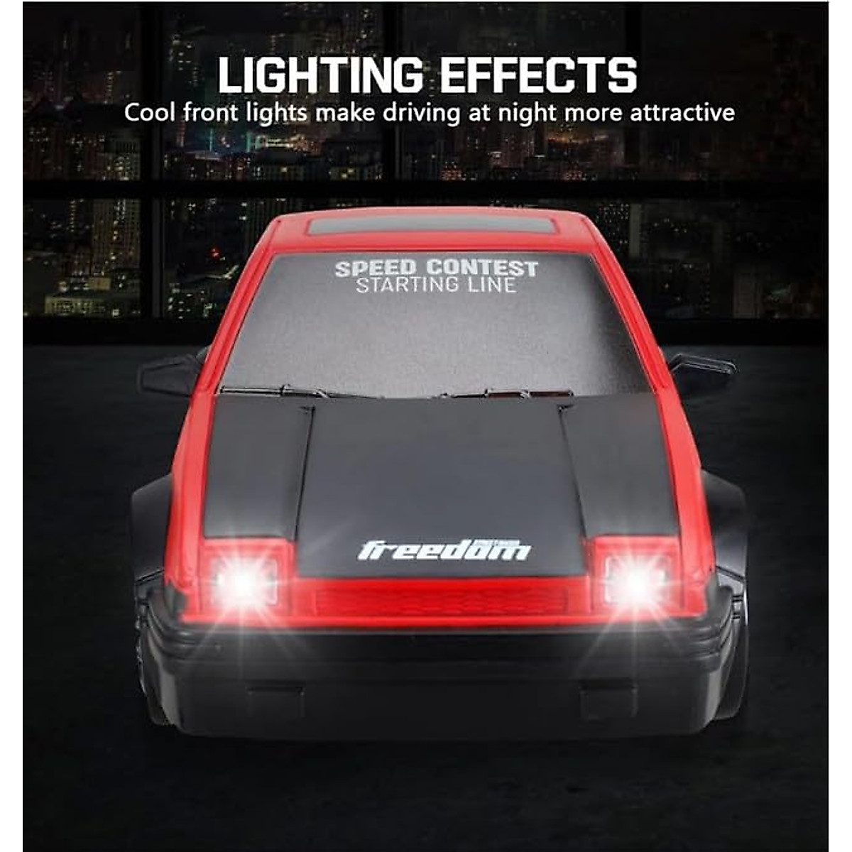 Liberty Imports RC Drift Car 1/24 2.4GHz 4WD Remote Control Sport Racing On-Road Vehicle with LED Light, Batteries and Drift Tires (Red)