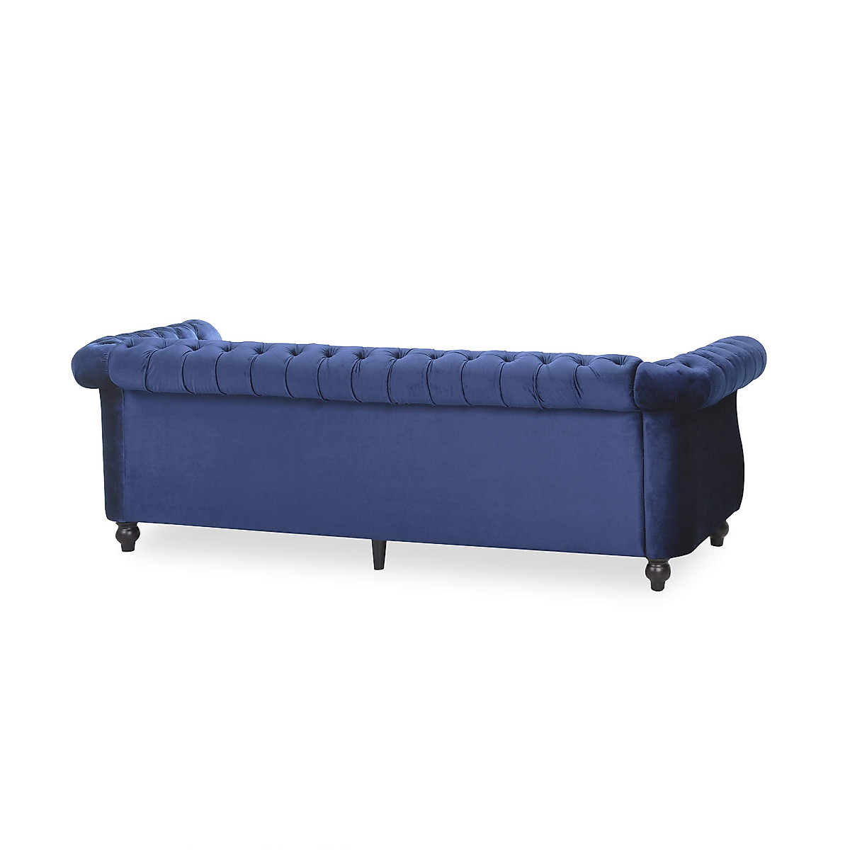 Page Tufted Chesterfield Velvet 3 Seater Sofa, Midnight Blue and Dark Brown