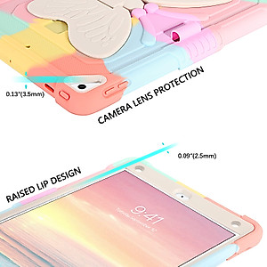 GUAGUA Compatible for iPad Air 2 Case for Kids, iPad 6th/5th Generation Case 2018/2017, iPad Pro 9.7 Case Kickstand Cover 2 in 1 Rugged Shockproof Anti-Scratch Tablet Case with Pen Holder, Colorful