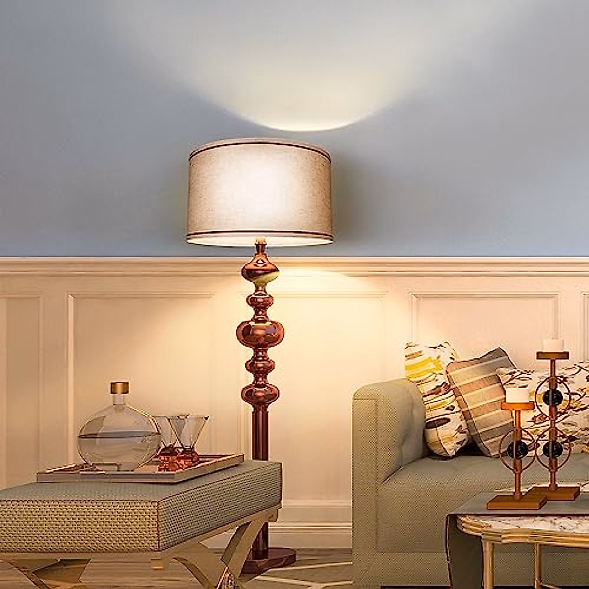 Lamp shades Set of 2, Fabric Lamp Shades for Table Lamps and Floor Light, Medium Lamps Shades 13.5" Top x 13.5" Bottom x 8.8" High, Lampshades Natural Linen Hand Crafted