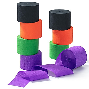 Mr. Pen- Crepe Paper Streamers, 8 pcs, 1.8" x 82ft, Crepe Paper Roll, Orange Streamers, Green Streamers, Black Streamers, Halloween Streamers, Orange Crepe Paper Halloween Decorations Party Streamers