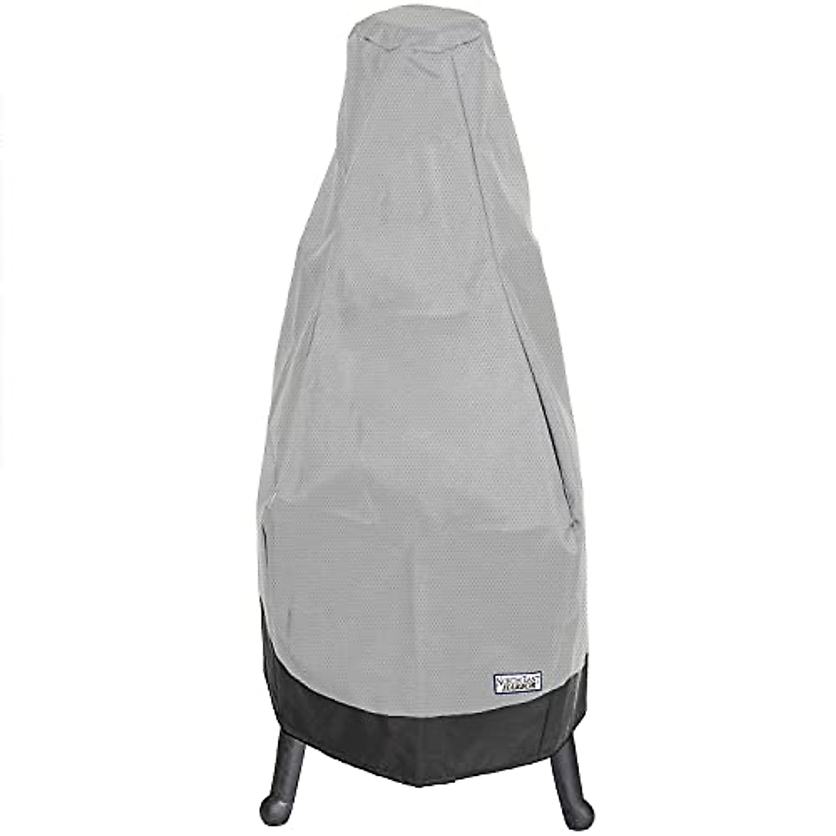 NEH Outdoor Patio Chiminea Cover - 25" Diameter x 65" Height - Breathable Material, Sunray Protected, and Weather Resistant Storage Cover, Gray with Black Hem