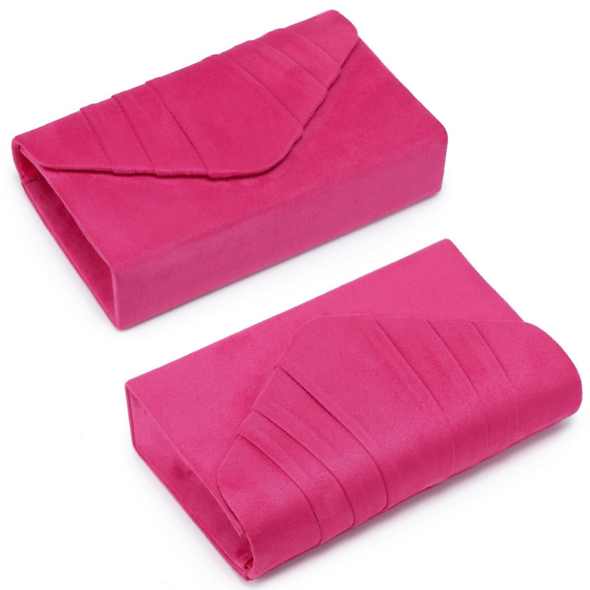 Dasein Womens Evening Bag Velvety Pleated Envelope Clutch Handbag Wedding Party Bridal Purse (Rose)