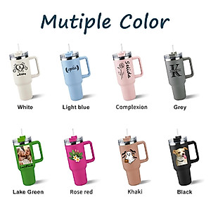 Personalized 41oz Photo Tumbler with Handle & Straw Lid Custom Coffee Tumbler Stainless Steel Travel Mugs,Customized Picture Water Bottle for Woman Man Birthday Halloween Personalized Gifts