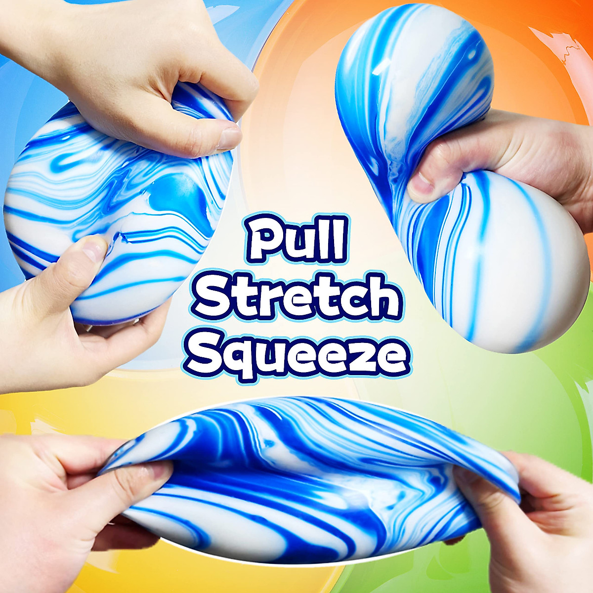 Giant Stress Balls for Kids and Adults - Jumbo Dough Balls Squishy Fidget Toy - Pull, Stretch and Squeeze Stress Ball Squishy Toys, Soft Dough Ball for Relax, Focus, Anxiety Relief (Blue)