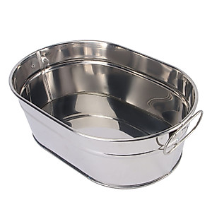 DOITOOL Galvanized Tub Galvanized Metal Tub, Beverage Tub for Parties, Galvanized Drink Tub Ice Bucket Oval Storage Bucket Ice Tub, 8.84x6.01x3.14 inch Galvanized Bucket