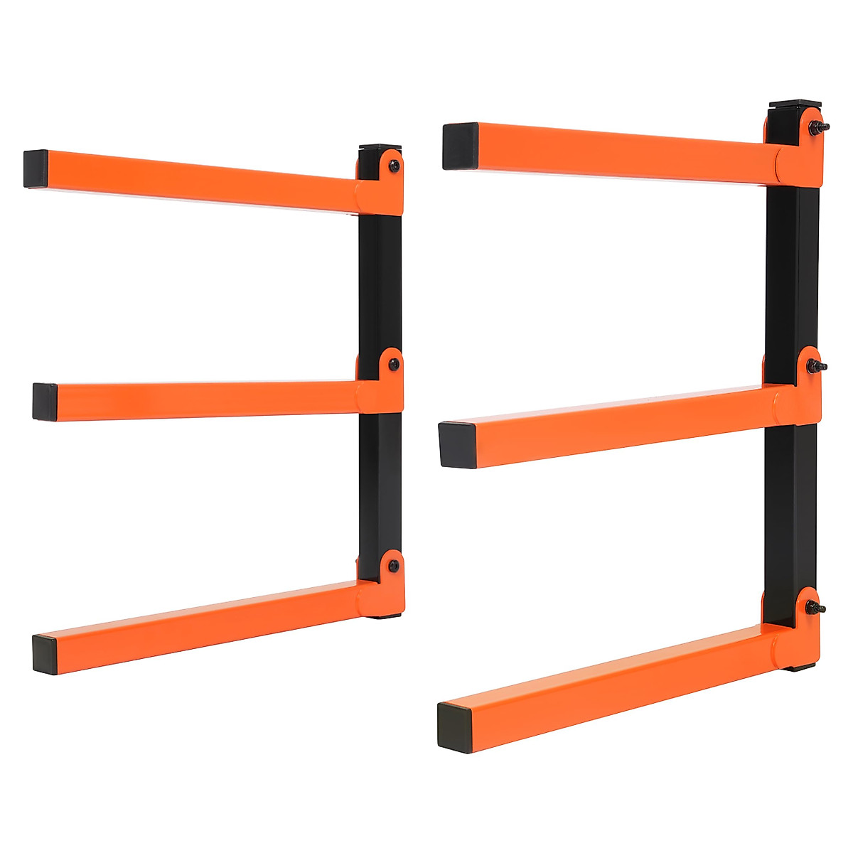KUAFU 3-Level Indoor & Outdoor Lumber Rack Wood Storage Racks Wood Rack Organizer Use Black+Orange Steel Powder Coated (2Pcs)