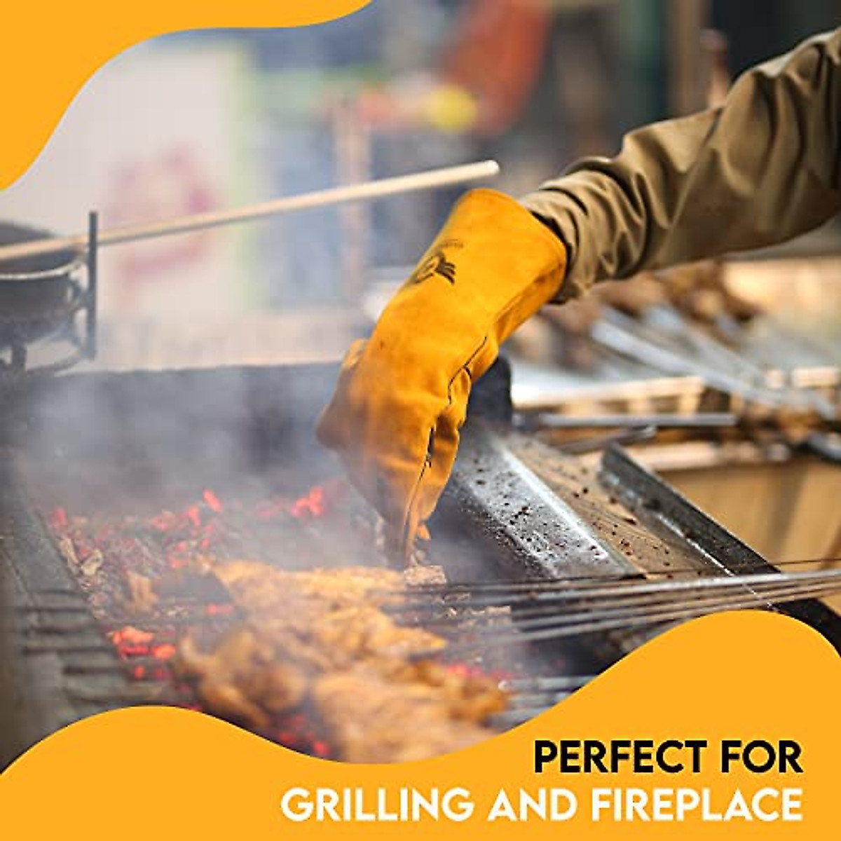 Guardian Leather Welding Heat Resistant Gloves – 16” All-In-One Stick/Mig/ Tig Welding Gloves Use as Mitts BBQ Gloves, Grill Gloves, Oven Gloves & More - Built to Last with Industrial Strength Sewing