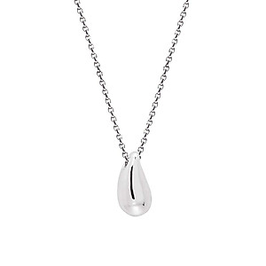 Tiny Teardrop Necklace for Women Girls Sterling Silver Minimalist Simple Oval Bead Beans Pear Shape Pendant Choker BFF Necklace Fashion Adjustable Chain 18" Jewelry Wedding Birthday Gift (Silver)