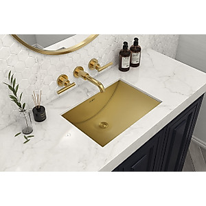 Ruvati Satin Gold Brass Tone Undermount Bathroom Sink 16 x 11 inch Stainless Steel - RVH6107GG